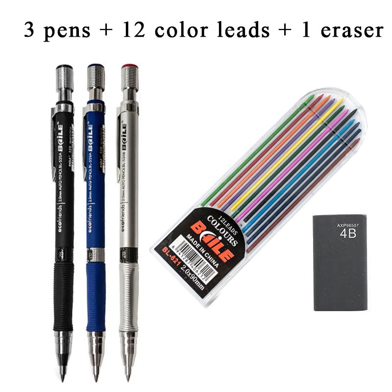 2.0 mm Mechanical Pencils Set 2B Automatic Student Pencils Gray/color ...