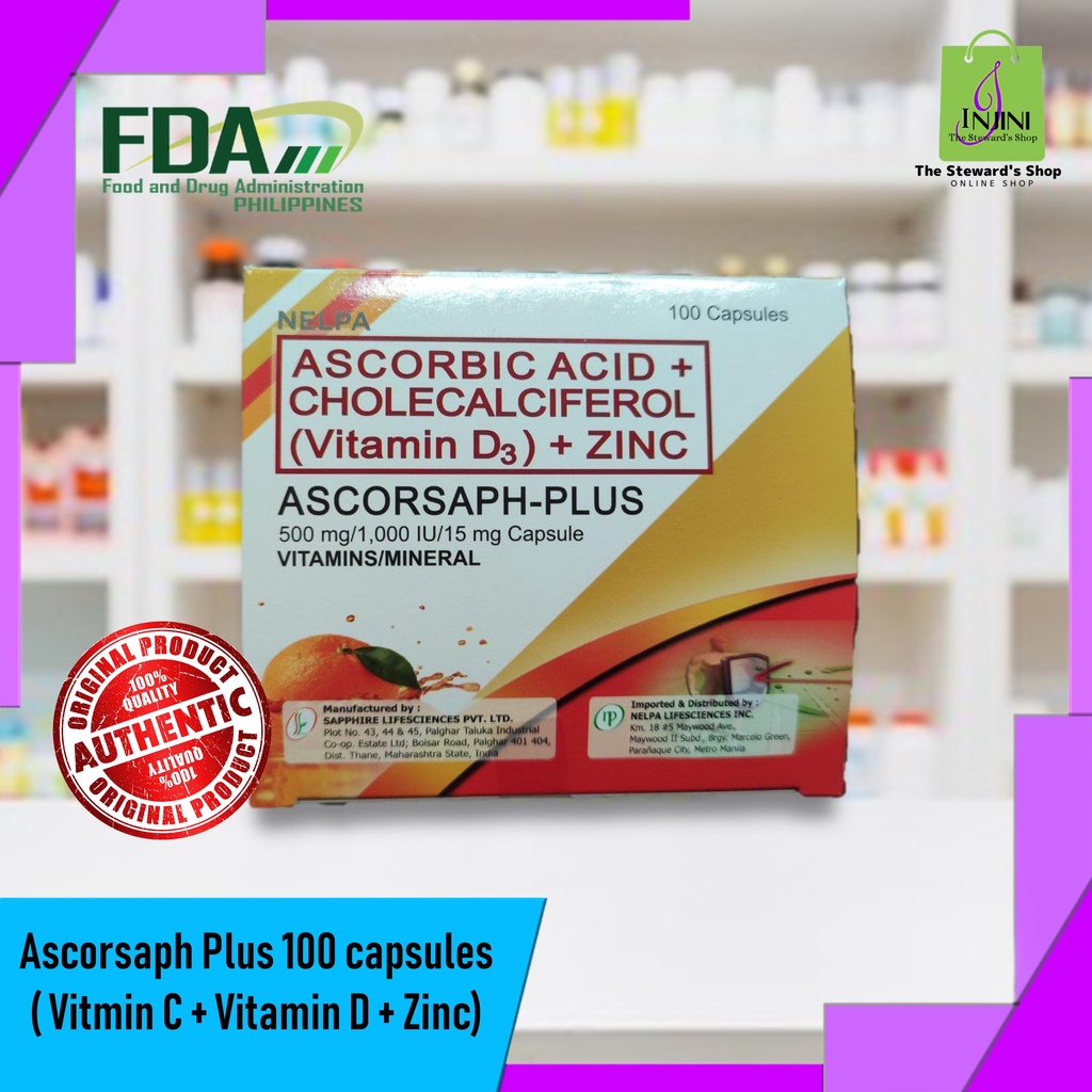 Ascorbic Acid Vitamin C Vitamin D3 Zinc Ascorsaph Plus Shopee