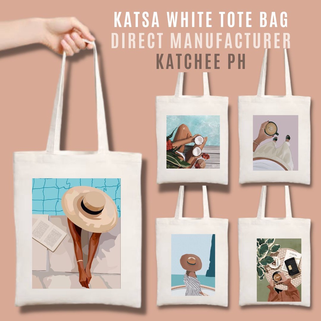 Aesthetic Woman 8 Tote Bag Katsa Canvas High Quality / Korean Shoulder ...