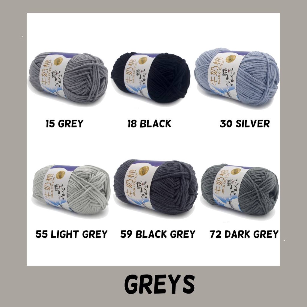 5ply milk cotton yarn (gray colors)50g knitting crochet wool amigurumi ...