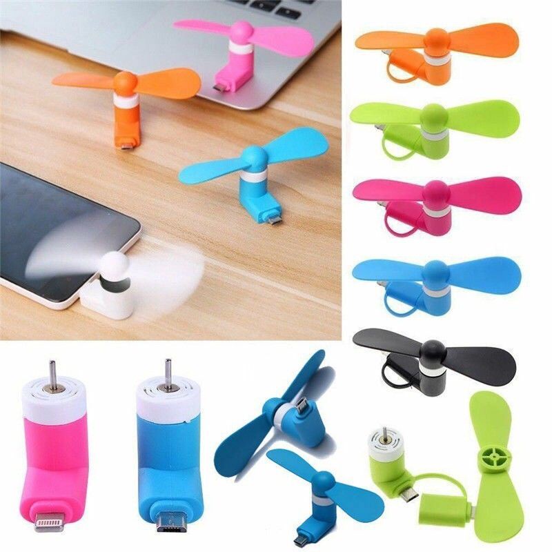 USB MINI FAN - 2 in 1 (micro & iphone) = TESTED WORKING BEFORE SHIPPED ...
