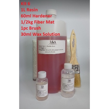 Fiberglass 1L DIY Fiber Set (I) -Kit 1 - Kit 12 (1L Resin, 60ml MEKP, 1/2kg CSM/WRC to choose ...