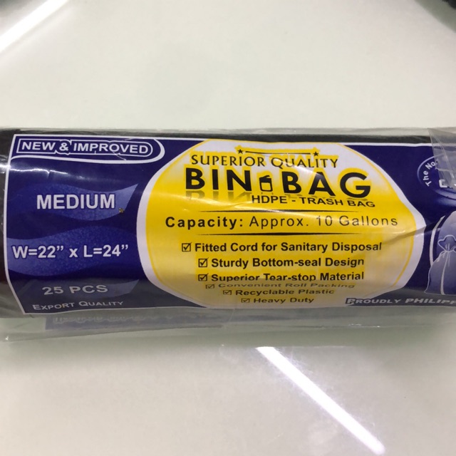Garbage Trash Bin Bag Medium 22x24 25pcs Calypso .0005 roll binbag ...