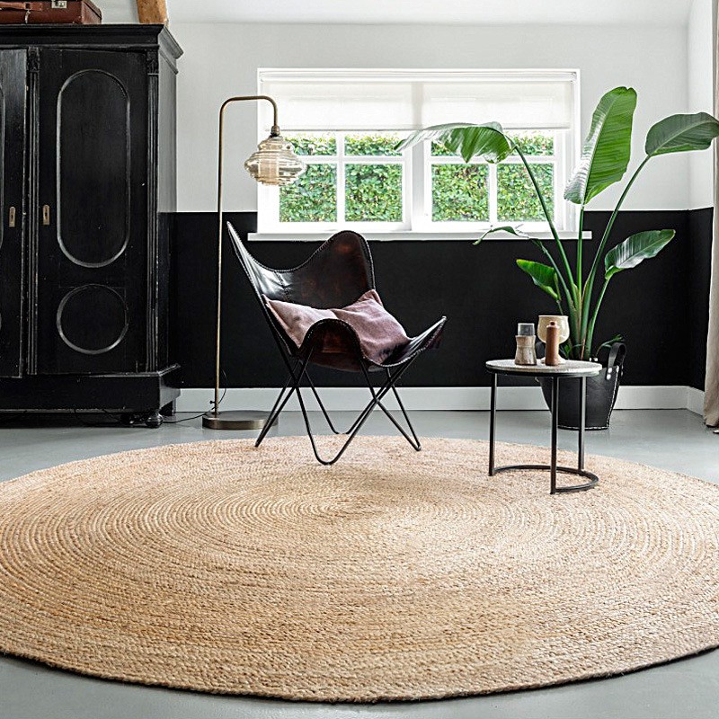 CoMZ Natural Collection Chunky Loop Jute Rug, Natural Linen Carpet for ...