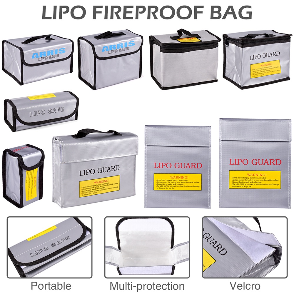 RC Lipo Guard Battery Safe Bag Fireproof Explosion-Proof Travel Storage ...