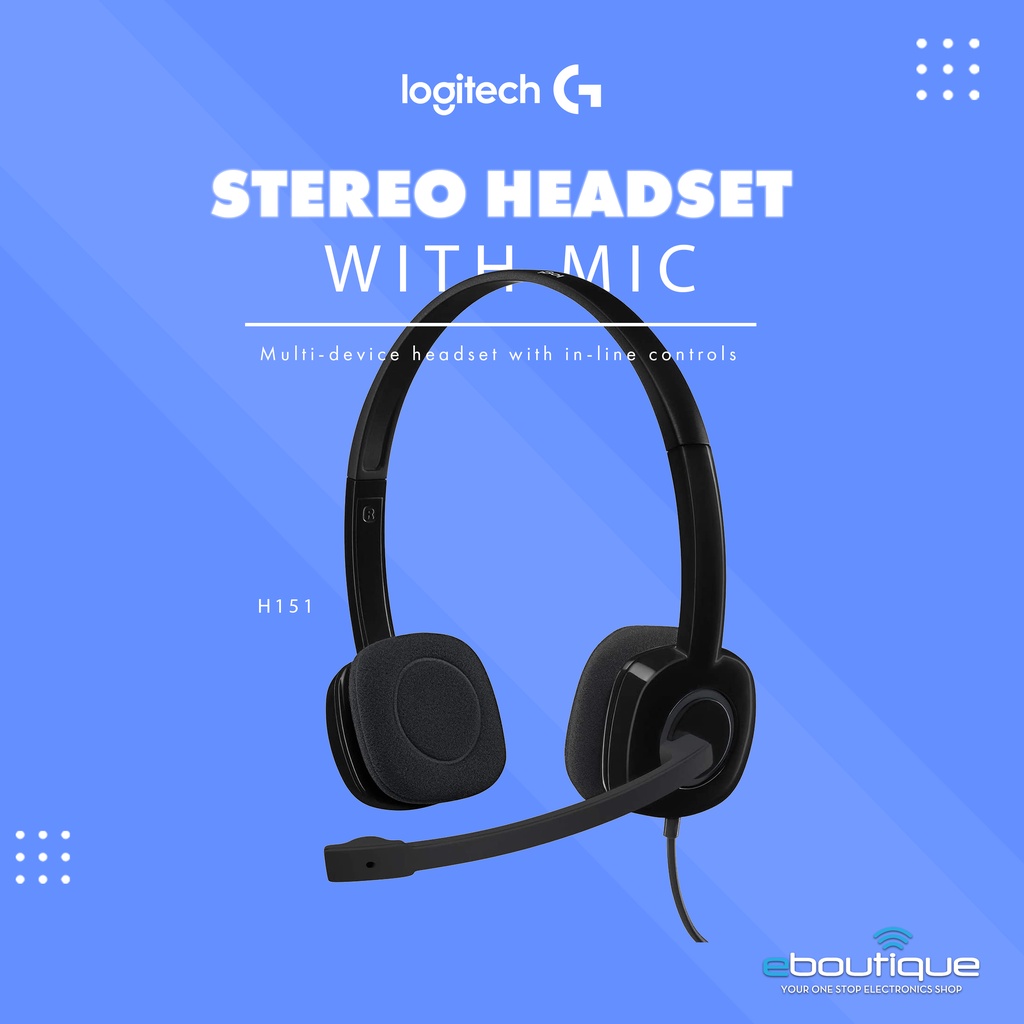 Logitech Stereo Headset/Headphone with Mic for Laptop/Computer (H151 ...