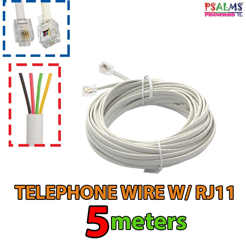 5 Meters Telephone Cable (White) | Shopee Philippines