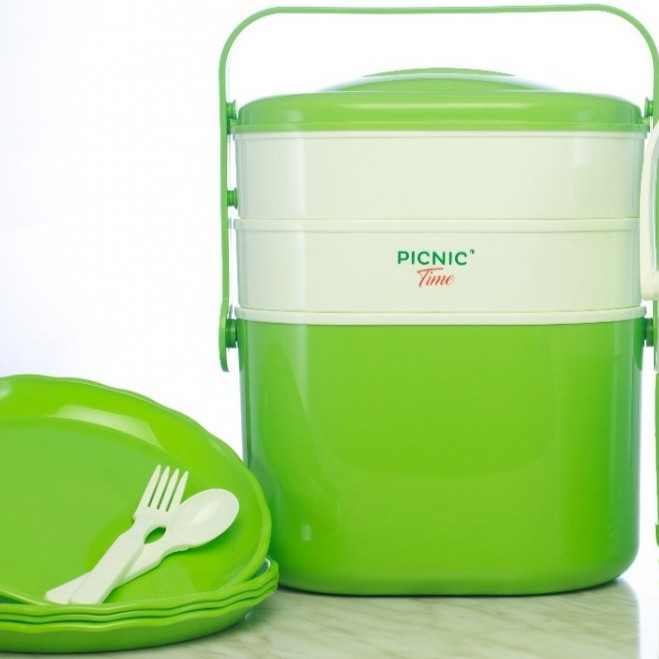 HIJAU 2Kg Picnic Time Hamper / 3-Layer Food Container - Green | Shopee ...