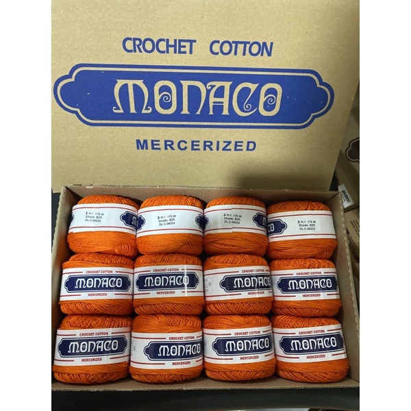 3ply (Per BOX )Monaco Mercerized Crochet cotton 12 balls (single color ...