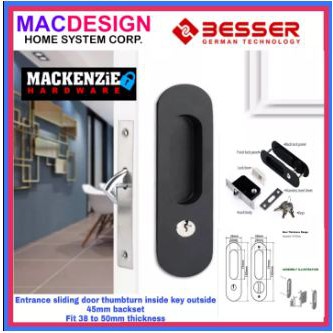 BESSER OVAL SLIDING LOCK WITH KEY MATTE BLACK FLUSH HANDLE DL684K MBK ...
