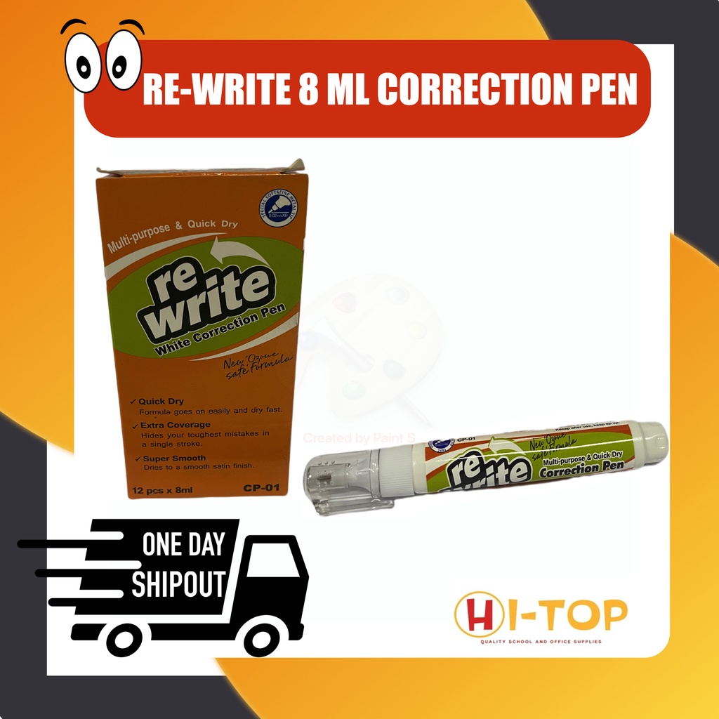 Rewrite Correction Pen 8ml Quick Dry, Multi-Purpose, Super Smooth ...