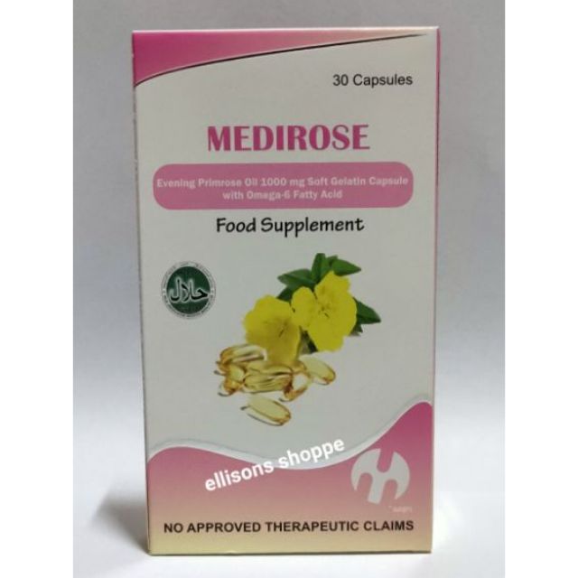Medirose Evening Primrose 1000mg+Omega Fatty Acid 992mg Food Supplement ...
