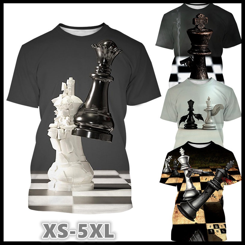 New fashion chess printing 3D T-shirt round neck short sleeve men's and ...