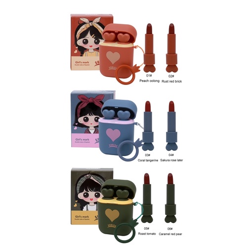 (AIRPOD EDITION) CUTE MANSLY DOUBLE TUBE LONG LASTING LIPSTICKS ...