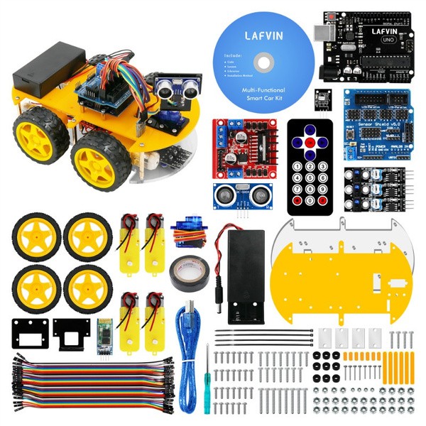 【Ready Stock】LAFVIN Smart Robot Car Kit include UNO R3,Ultrasonic ...