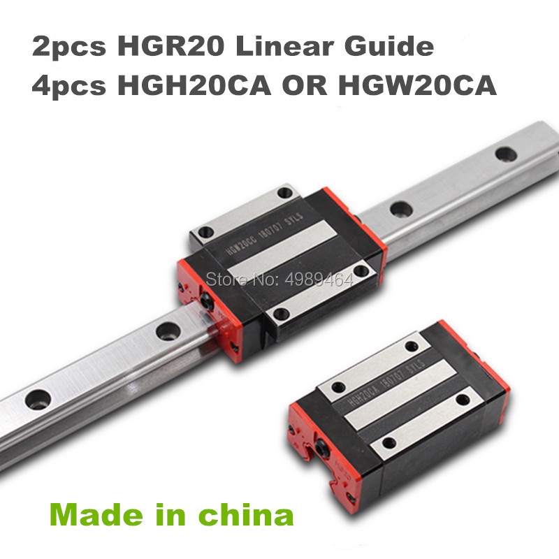 20MM 2pcs linear rail HGR20 200mm to 600mm cnc parts and 4pcs HGH20CA or HGW20CC linear guide ...