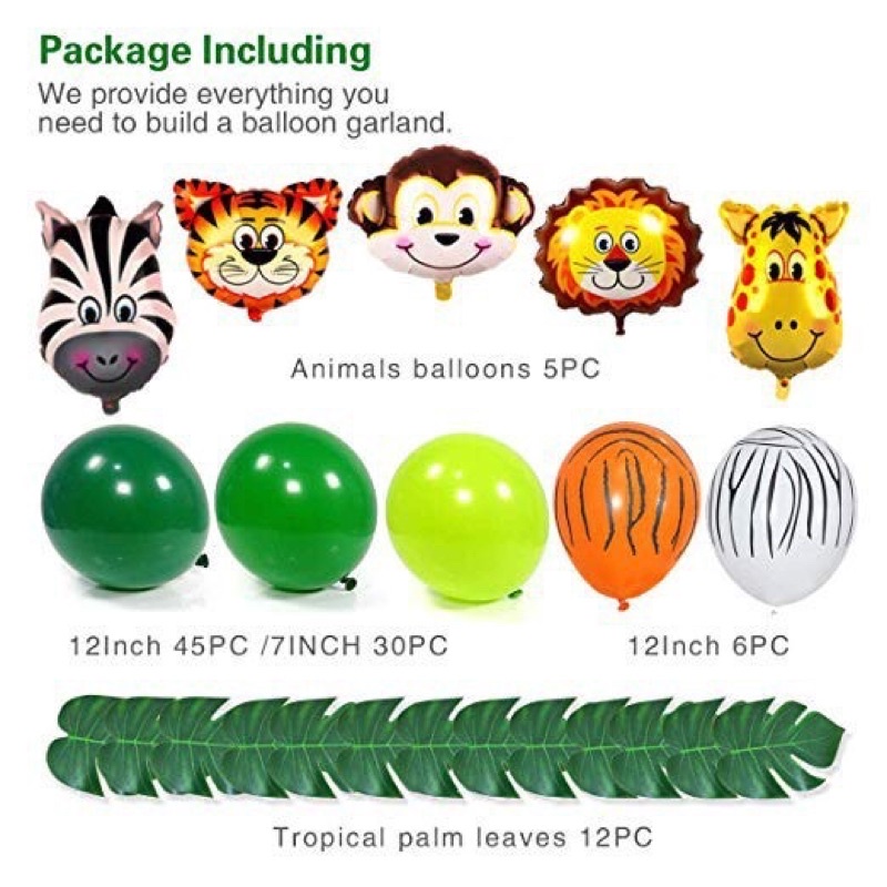 102pcs jungle safari theme party balloons kids birthday jungle safari ...