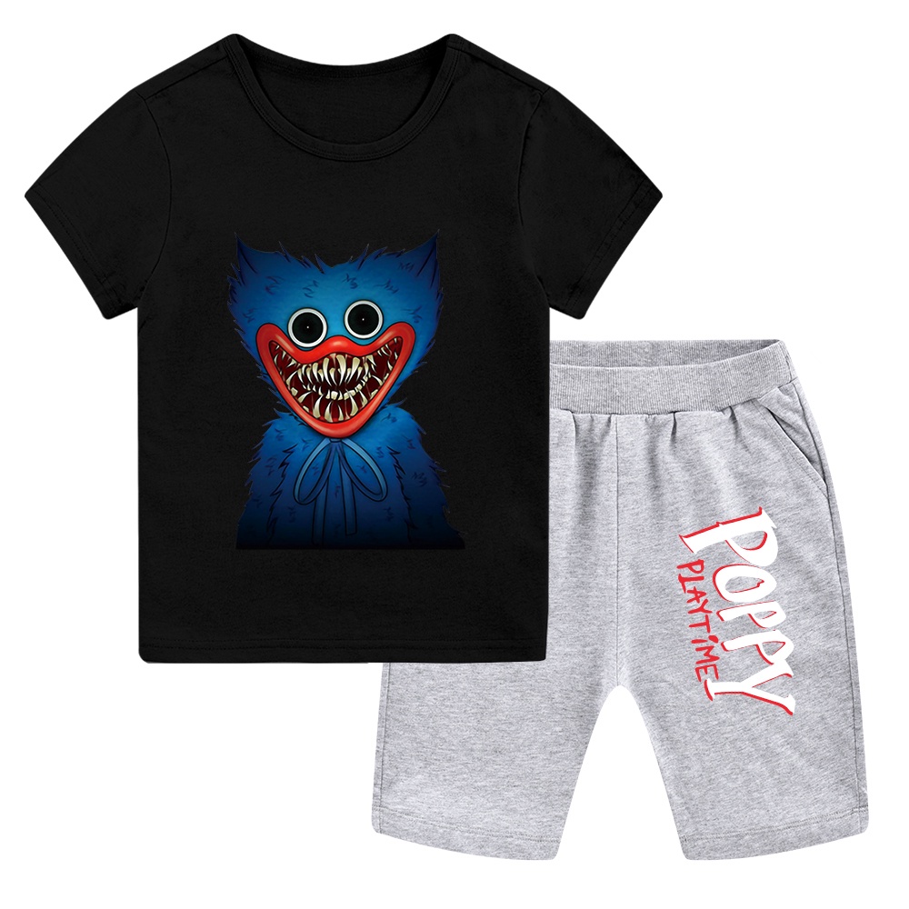 Poppy Playtime Huggy Wuggy New Cartoon Tshirt + Shorts Suit for Kids ...