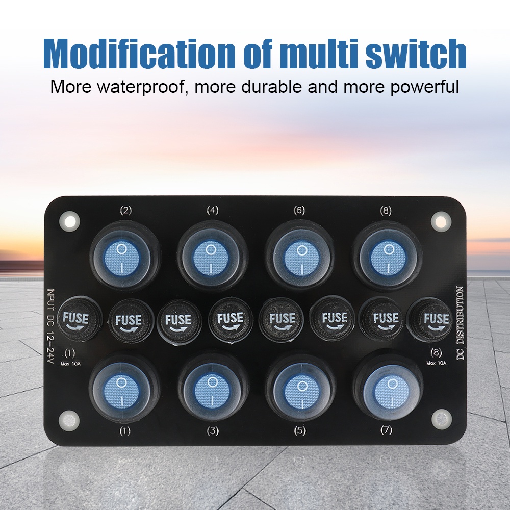 8Gang Replaceable Fuse Holder Button Rocker Toggle Switch Panel Circuit ...