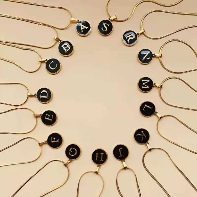 Imitation Shell Alphabet 18k Plated Cubic Zirconia Letter Pendant ...