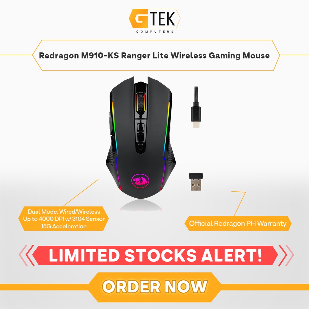 Redragon Ranger Lite M910-KS Dual Mode Wired / Wireless Gaming Mouse ...