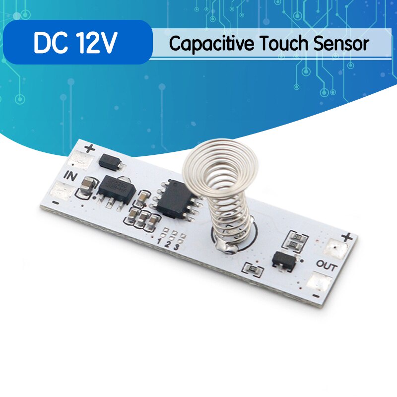 DC 12V Capacitive Touch Sensor Switch Coil Spring Switch LED Dimmer ...