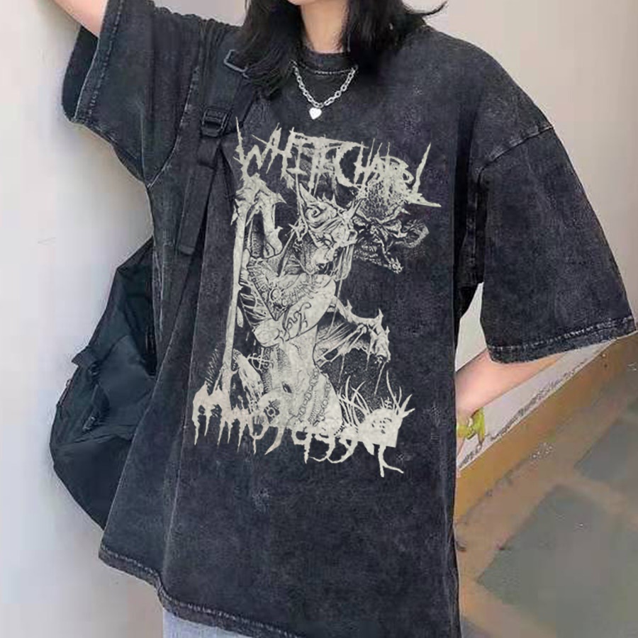 Emo Anime Goth Tshirt Women Oversized Emo Punk Harajuku Summer Top Dark ...