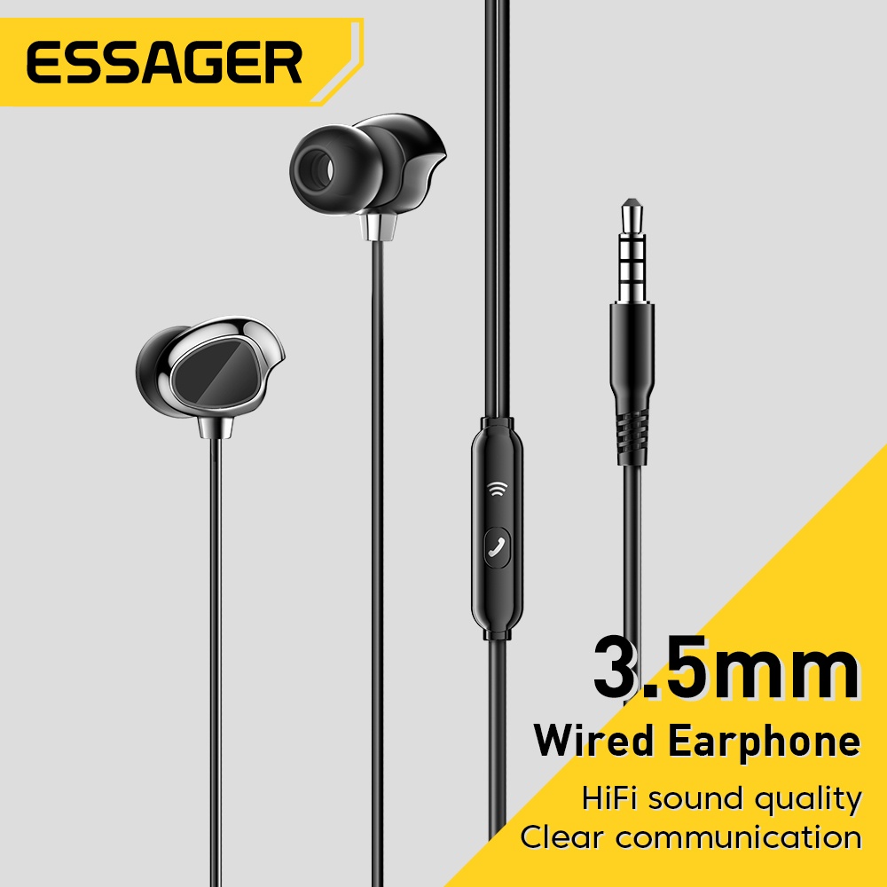 Essager 3.5mm E6 E7 E8 wire-controlled headset with microphone, call ...