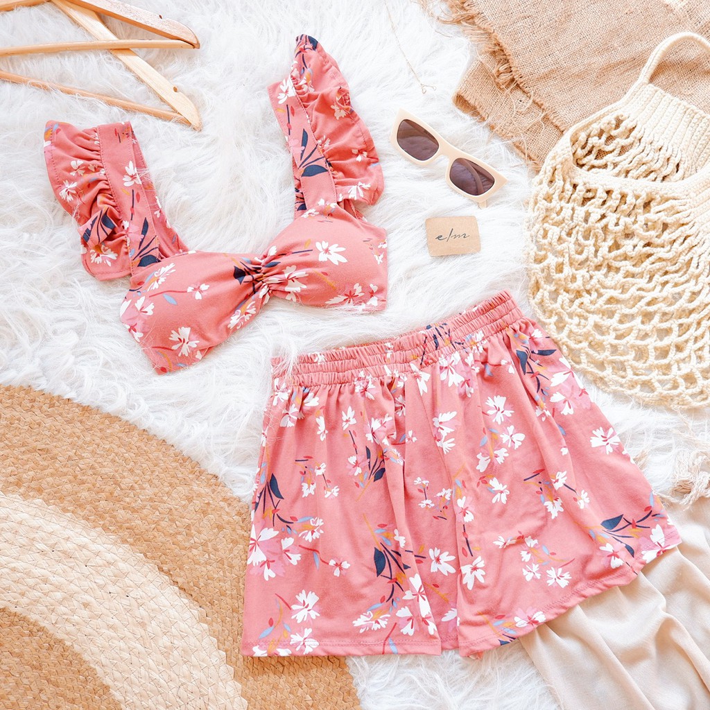 ESSENTIELMANILA Floral Ruffled Top + Shorts (Korean Inspired ...