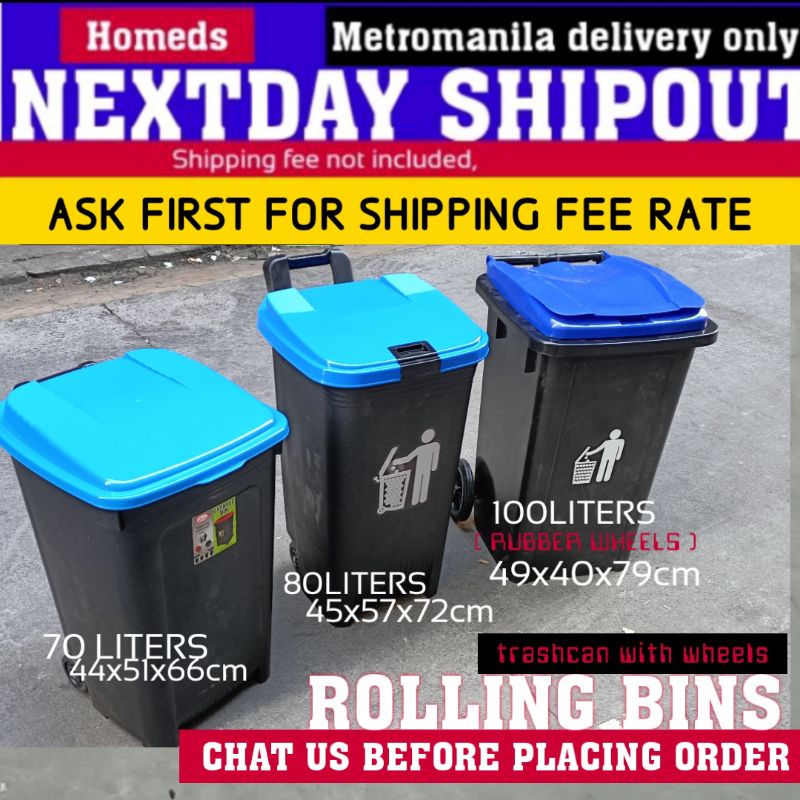 quality rolling bin Trashcans with wheels basurahan | Shopee Philippines