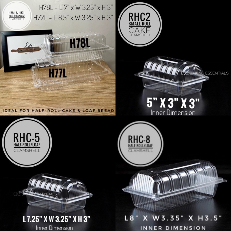 10pcs Half-Roll/Loaf Container Clamshell H77L/H78L/RHC-5/RHC-8/RHC-2 ...