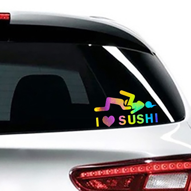 I Love Sushi Funny Decal Vinyl Personalized Reflective Funny Sticker ...