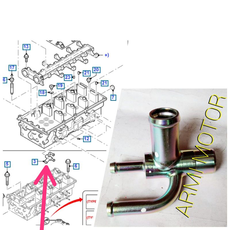 Cylinder HEAD WATER PIPE Ford Everest Ranger TDCI 2.5 cc 3.0 cc Genuine ...