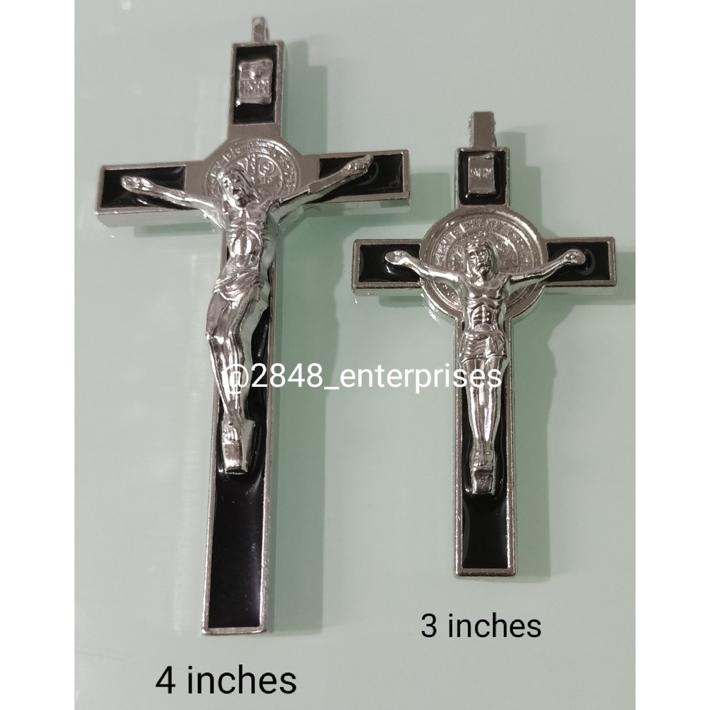 Small St. Benedict Crucifix (4 inches and 3 inches) Black and silver ...