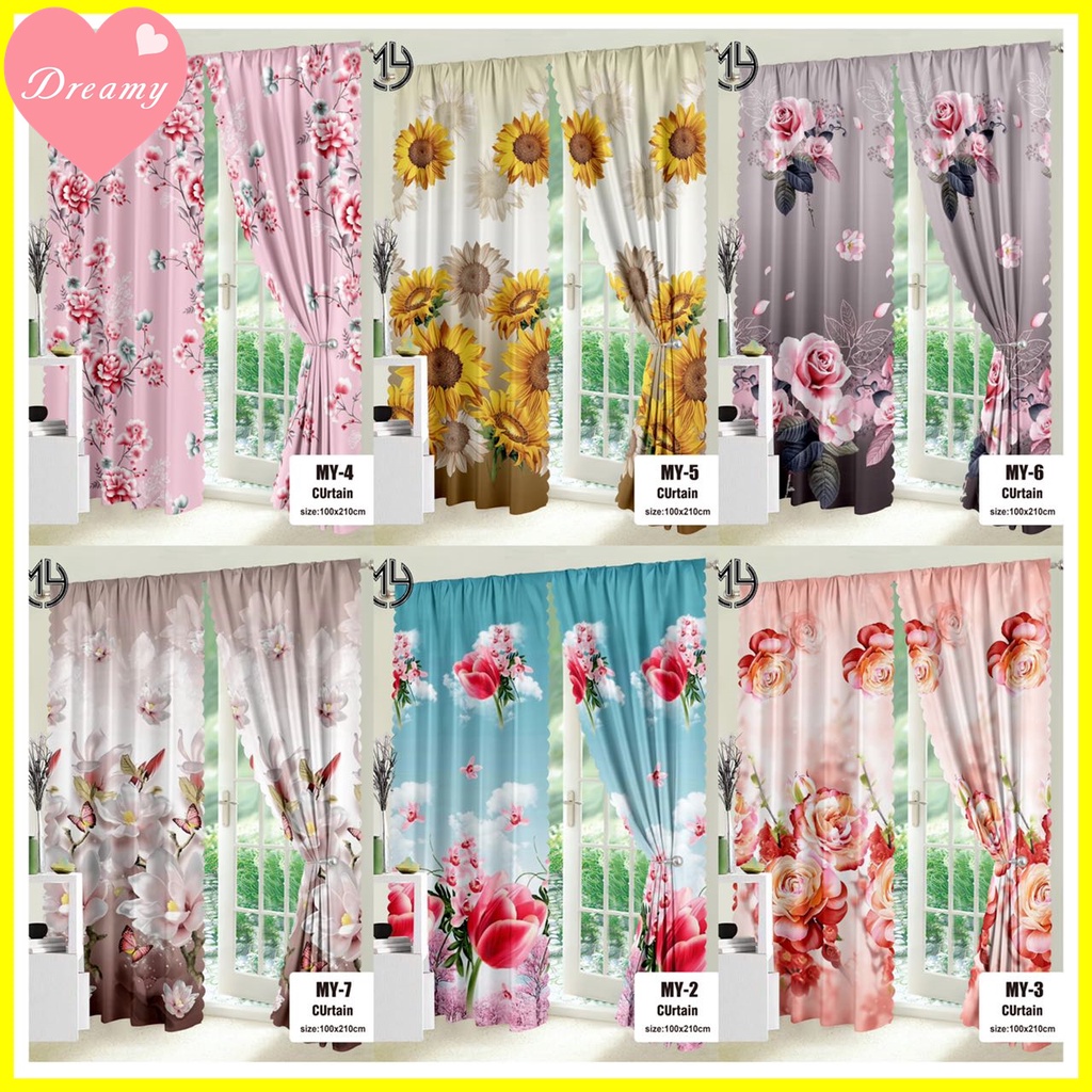 Dreamy 5D Window Curtain Flowers Decoration Kurtina 100cm*210cm(1pcs ...