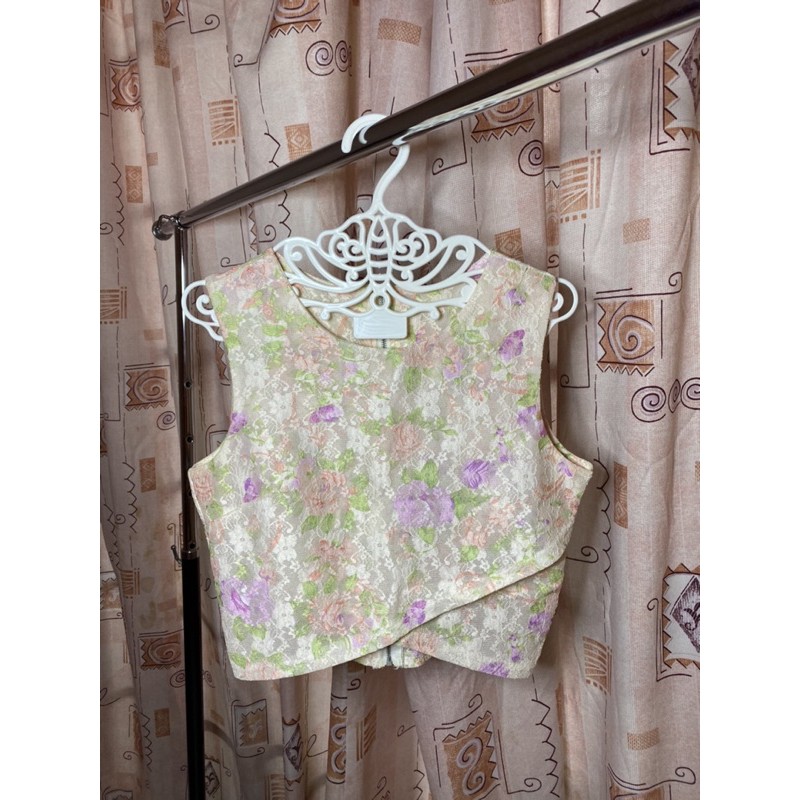 Flaral Lacey Top(Zip Behind) | Shopee Philippines