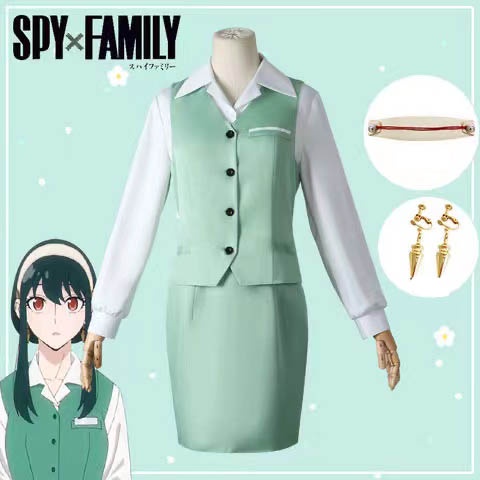 Anime Spy X Family Yor Forger Cosplay Costume Green Suit Work Uniform ...