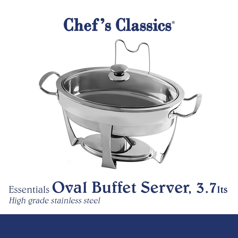 Chef's Classics Essentials Stainless Steel Oval Buffet Server, 3.7lts ...