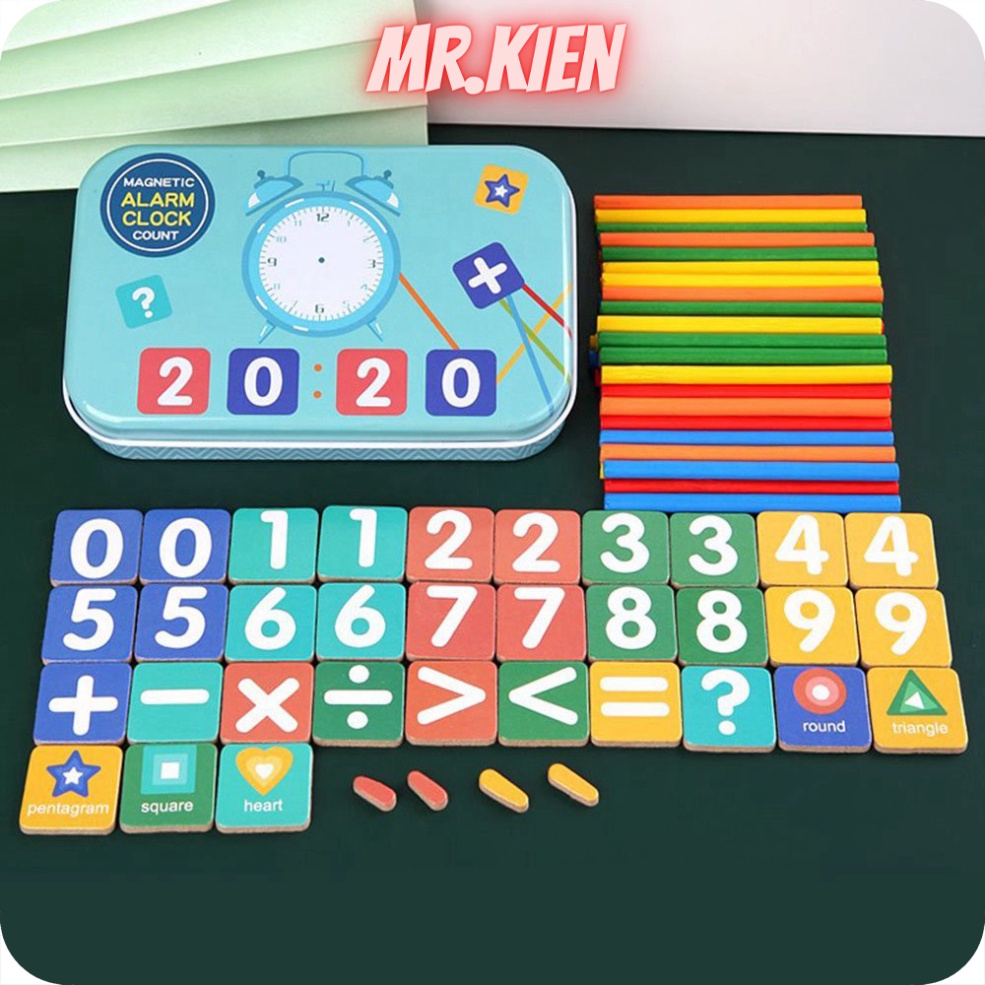 Colorful stick box set helps children learn math with numbers, marks ...