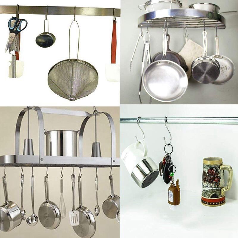 S hook Stainless Steel Suspension Hooks for Kitchen Cookware or (brown ...