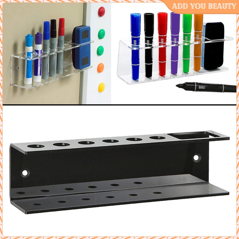 Wall-Mounted Clear Acrylic 6-Slot Whiteboard Marker and Eraser Holder ...