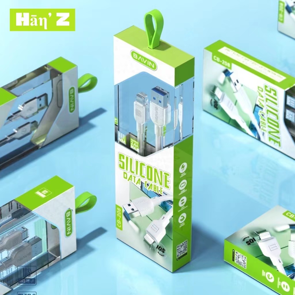 BAVIN CB208 2.4A Fast Charging Data Silicone Cable for 1 Meter Round ...
