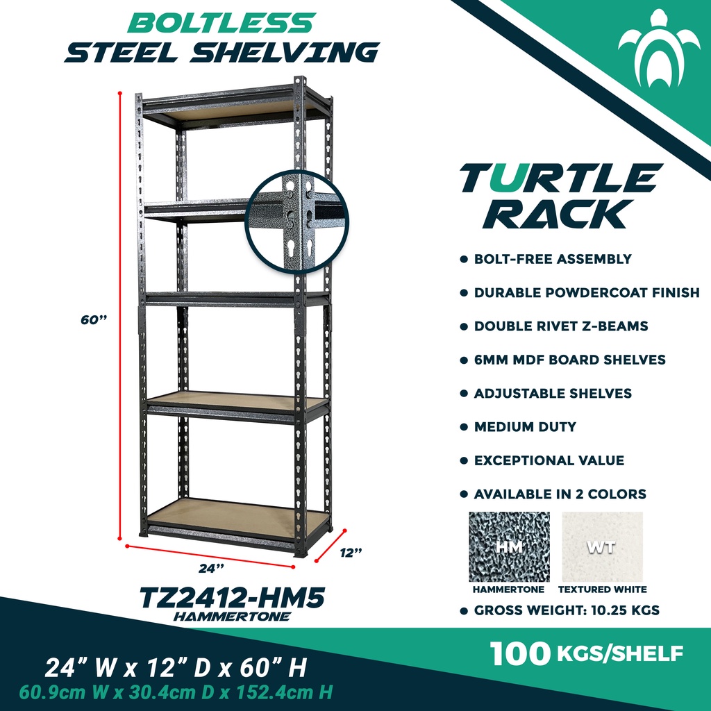 TURTLE RACK Boltless Steel Frame Shelving with MDF board has 3,4,5 ...