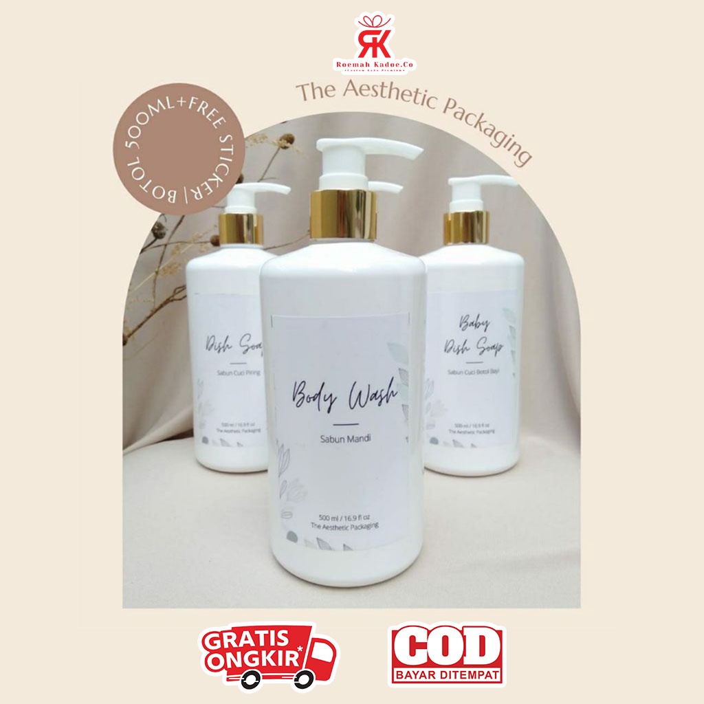 Refill Bottle+Label Sticker Waterproof 500ml Premium Aesthetic Luxury ...