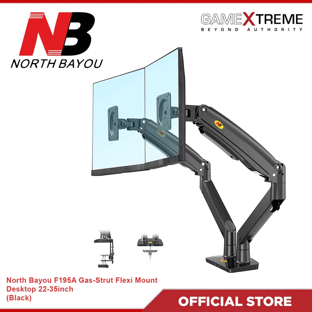North Bayou F195A Gas-Strut Flexi Mount Desktop 22-35inch (Black ...