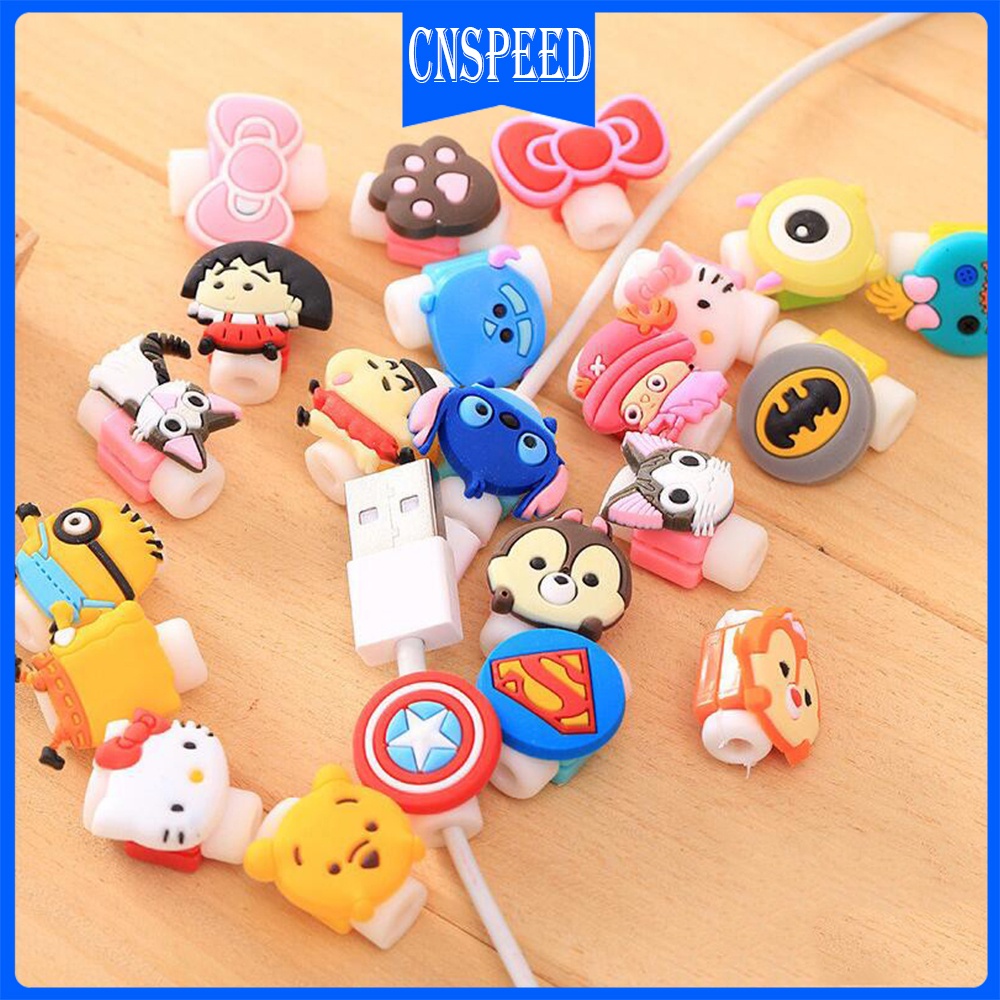 phone Cartoon Character Charge Cable Cord protector Winder | Shopee ...