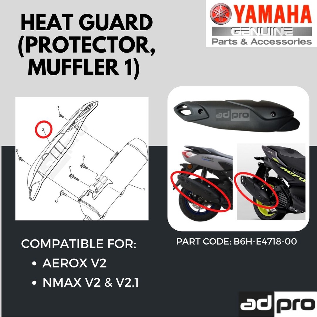 NMAX V2, V2.1 AND AEROX HEAT GUARD (PROTECTOR, COVER1) (YAMAHA GENUINE ...