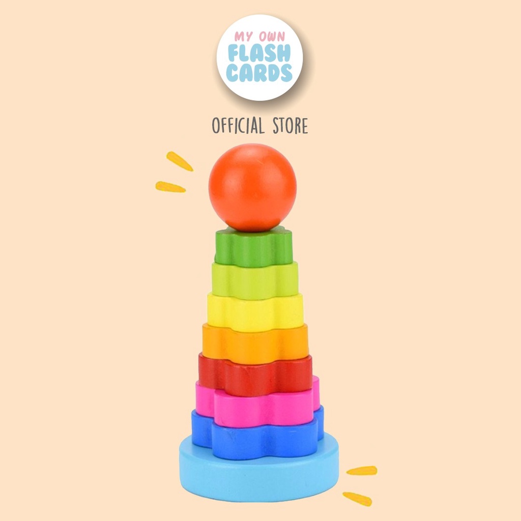 Wooden Stacking Flower Tower - Wooden Flower Tower Stacking Toy for ...