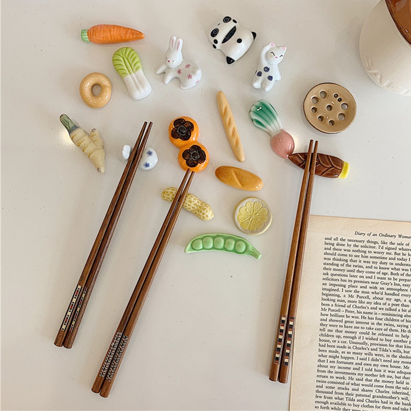 Cute Ceramic Chopstick Rest Spoon Holder Cartoon Vegetables Chopstick ...