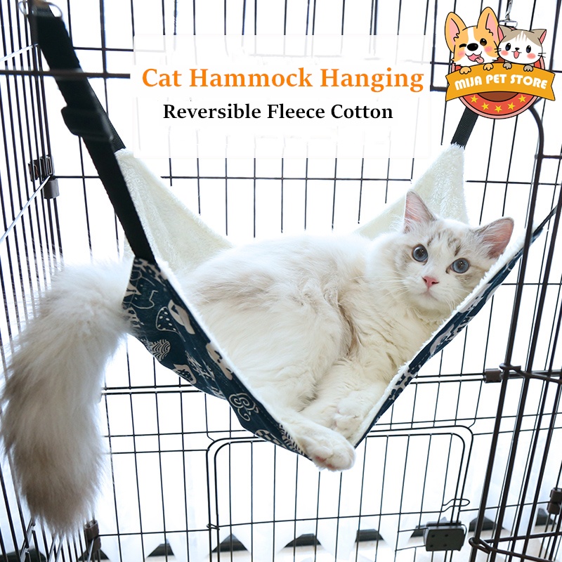 Reversible Cat Hammock Hanging Bed Cat Cage Fleece Cotton Cat Bed Sleep ...